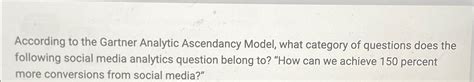 Solved According To The Gartner Analytic Ascendancy Model