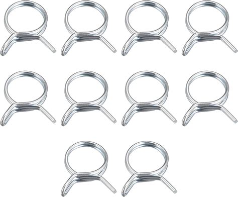 Uxcell Double Wire Spring Hose Clamp 10pcs 65mn Steel 25mm Inner Dia