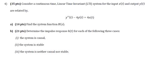Solved Pts Consider A Continuous Time Linear Time Chegg
