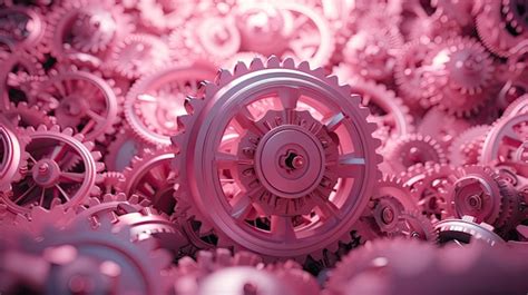 Premium Ai Image Conceptual Pink Gearlike Objects Symbolize Teamwork