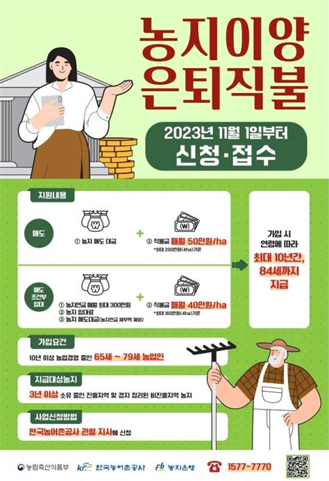 농어촌공사 공주지사 24년 농지이양 은퇴직불제 신규 추진