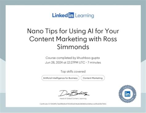 Khushboo Gupta On Linkedin I Successfully Completed My Course On Nano Tips For Using Ai For Your…