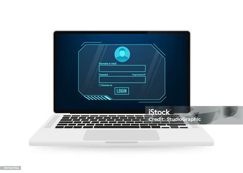 Laptop On Screen Log In Page Ui Design On Technology Futuristic