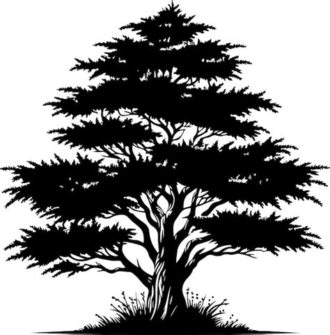 Juniper Tree Vector Black Color Silhouette Premium Ai Generated Vector