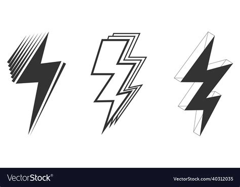 Set Of Icon Electric Lightning Bolt Thunder Vector Image