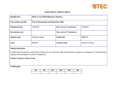 ASM2 LM ĐỖ HUYỀN Trang Unit 2 Assignment Frontsheet Studocu