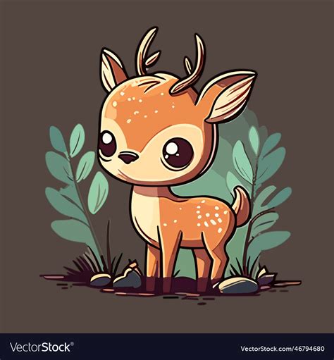Cute Kawaii Fawn Deer Royalty Free Vector Image
