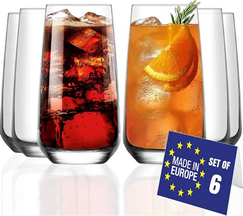 Lav Premium Drinking Glasses Set Of 6 Tall Glass Tumbler 480ml Juice