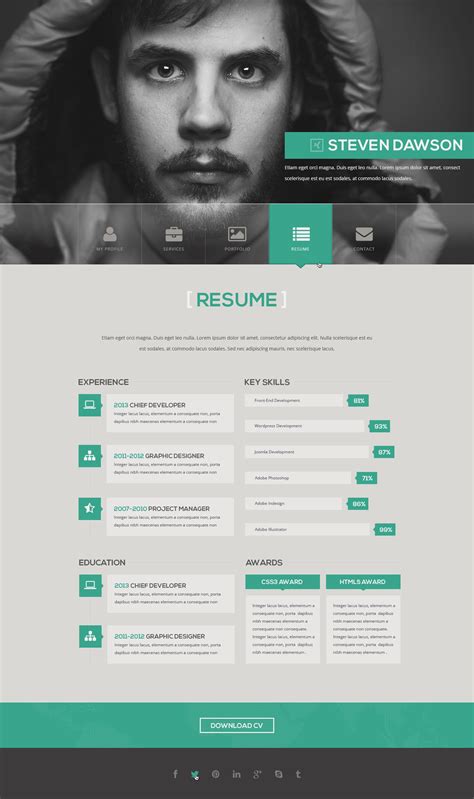 Syntac Flat Personal Portfolio Psd Template By Eriktailor ThemeForest