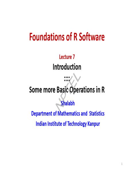 Rcourse Lecture7 Introduction Some More Basic Operations In R Watermark Pdf Infinity