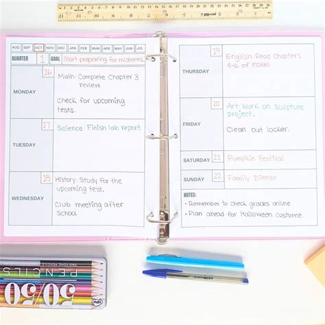Free Middle School Academic Planner