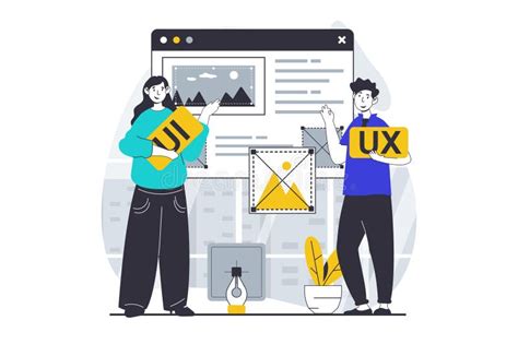 Ui Ux Design Concept With People Scene In Flat Graphic For Web Stock