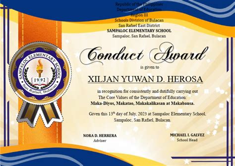 Conduct Award Certificates Pdf