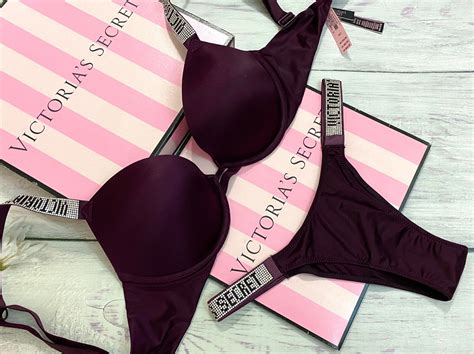 Victoria Secret Very Sexy Shine Strap Rhinestone Push Up Bra Set Dark Violet Ebay