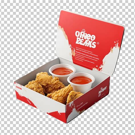 A Box Of Chicken Wings Is Open And The Box Is Opened On Transparent