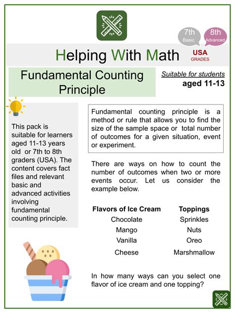 Counting Principle Worksheet 7th Grade