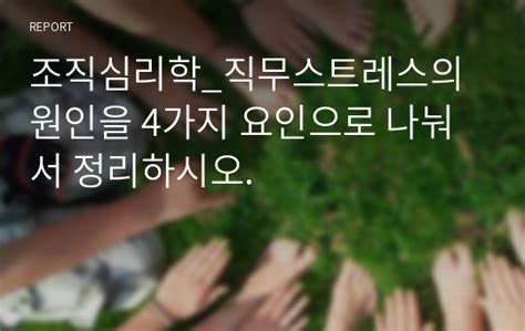 조직심리학직무스트레스의 원인을 4가지 요인으로 나눠서 정리하시오 레포트