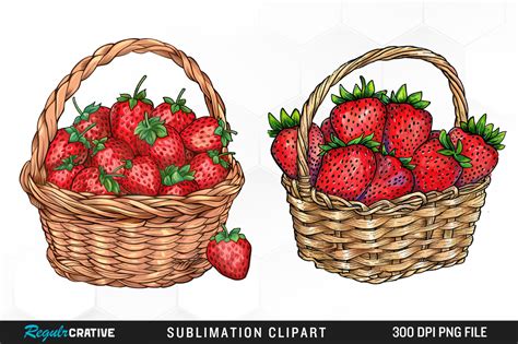 Watercolor Strawberry Basket Clipart Png Graphic By Regulrcrative
