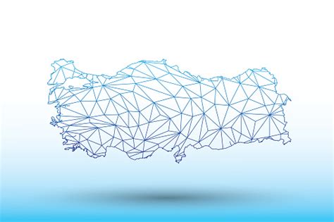 トルコ地図ベクトル青幾何学接続線を明るい背景の図意味強いネットワーク上の三角形を使用しての 3dのベクターアート素材や画像を多数ご用意