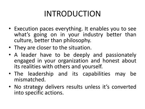 Execution Book By Larry Bossidy And Ram Charan Summary Pptx