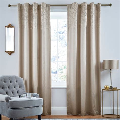 Swirl Sequin Champagne Hidden Tab Top Curtains Curtains Luxury
