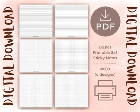 DIGITAL DOWNLOAD Basics Printable Sticky Notes 008 Etsy