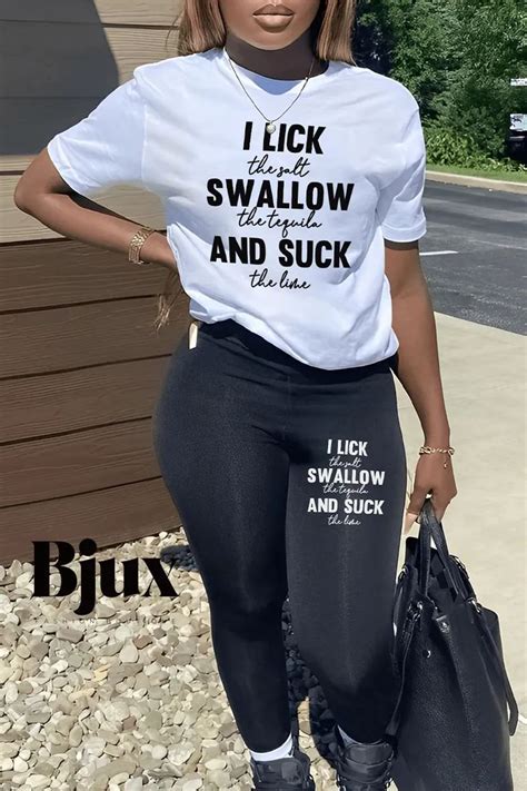 Bjux Modern O Neck Two Piece Casual Set With Elegant Letter Print