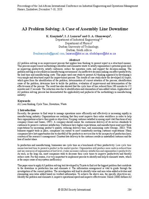 A3 Problem Solving Tool Pdf Lean Manufacturing Secondary Sector