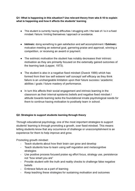 Responses To Possible Exam Questions And Summaries Of Terms And Theories Q1 What Is Happening