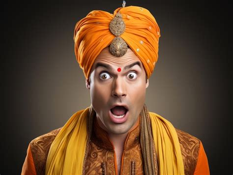 Premium Ai Image Man With Indian Features Who Appears To Be Shocked