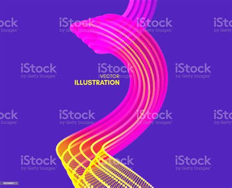 물결 모양 배경 모션 효과 함께입니다 3d 기술 스타일입니다 벡터 일러스트입니다 3차원 형태에 대한 스톡 벡터 아트 및 기타