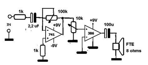 Lm386 Amplifier With 741 Preamplifier Cb1003e