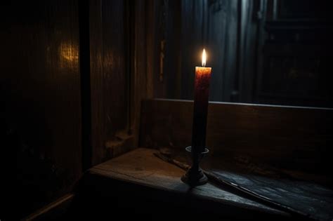 Premium Ai Image A Flickering Candle In A Dark Chapel Casting Eerie