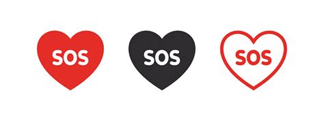 Sos 긴급 아이콘입니다 Sos는 하트 형태로 표시됩니다 도움말 서비스 서명 벡터 확장 가능한 그래픽 Sos에 대한 스톡 벡터
