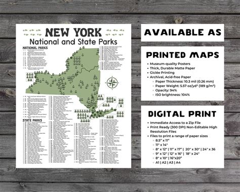 New York State And National Park Map New York National Park Poster National Park Obsessed