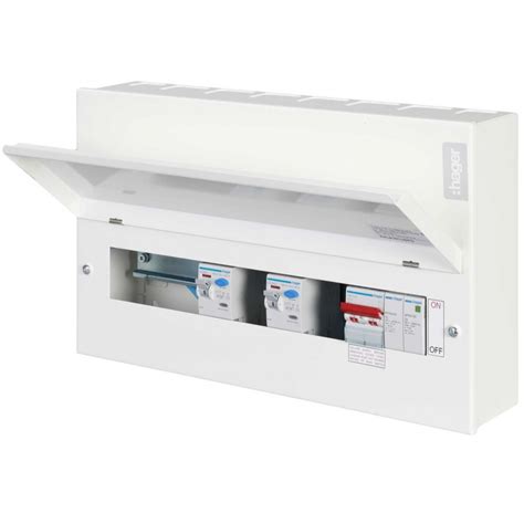 Hager Vml910cuspdrk 10 Way Split Load Dual Rcd Metal Consumer Unit With Spd Ie