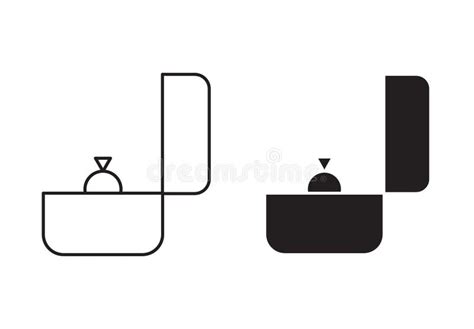 Ring Box Outline Icon Collection Or Set Ring Box Thin Vector Line Art