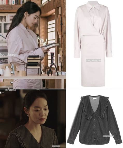 갯마을 차차차 14회 신민아 가방 진주 귀걸이 데님셔츠 블라우스 귀걸이 원피스 옷 청바지 패션 브랜드는