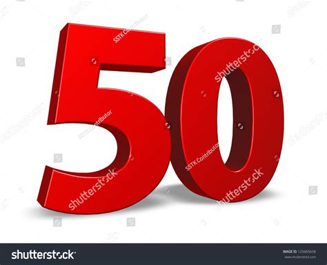 Red Number Fifty On White Background Stock Illustration 125665658