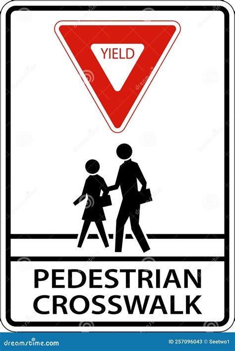 Yield Pedestrian Crosswalk Sign On White Background Stock Vector