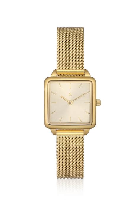 Rectangle Watch With A Golden Mesh Strap Classic Womens Etsy