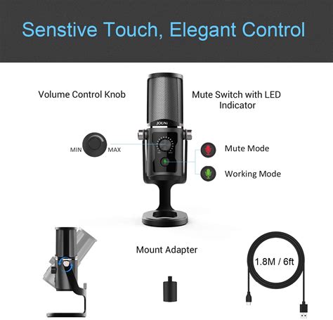 Usb Recording Microphone Computer Podcast Condenser Cardioid Mic For Pc