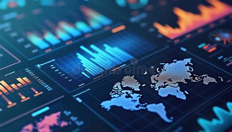 Interactive Digital Dashboard Displays Key Performance Indicators For Global Business Charts