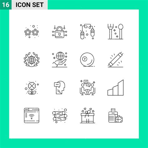 User Interface Pack Of 16 Basic Outlines Of World Electric Globe Design Png And Vector With