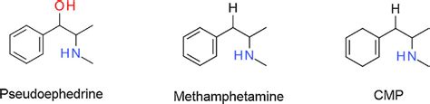 Chemical Structures Of Pseudoephedrine Methamphetamine And 1 1