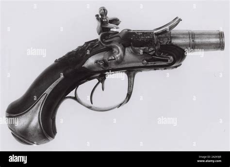 Double Barrel Pocket Flintlock Breech Loading Pistol Hi Res Stock