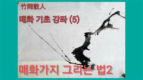 매화 기초강좌 5 매화가지 條 그리는 법 2 약지 정두 수묵화 문인화 사군자 매화가지 죽강 허석헌연구실