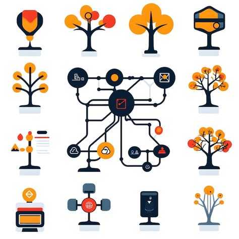A Set Of Diagram Icons Featuring Flowcharts Process Diagrams And Organizational Charts Includes