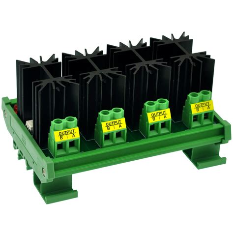 CZH LABS DIN Rail Mount 4 Channel 12 Solid State Relay SSR Module In 4 32VDC Out 100 240VAC