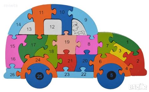 Пъзел Автомобил Дървен С букви и цифри в Игри и пъзели в гр Несебър Id39123001 — Bazar Bg